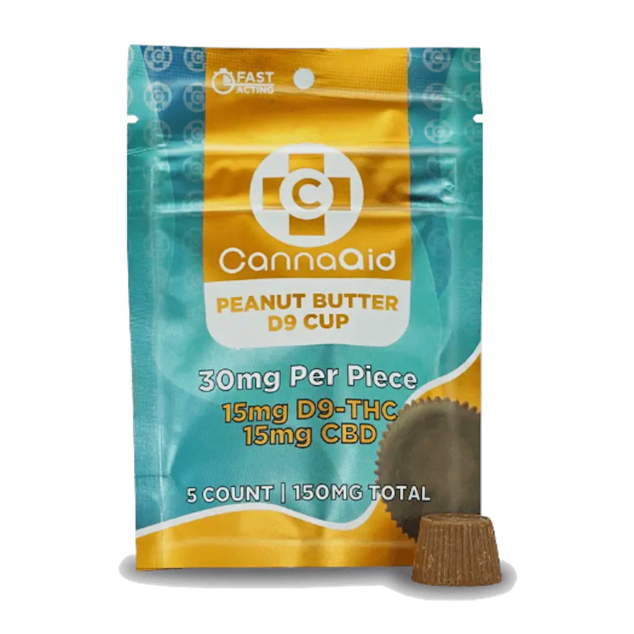 CannaAid Delta 9 Peanut Butter Cups - 150mg (5ct) - Everything 420