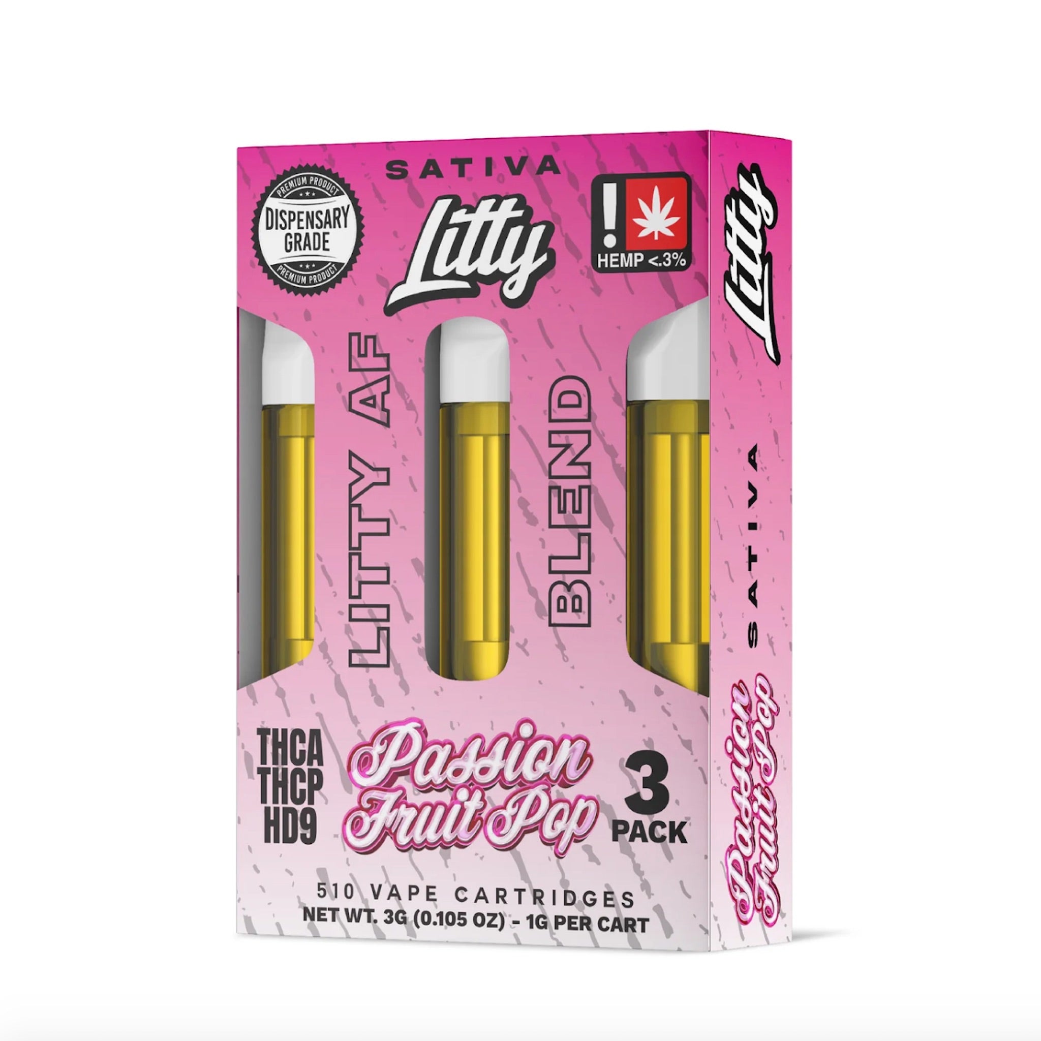 Litty AF Blend Passion Fruit Pop Cartridge - 3 Pack - Everything 420