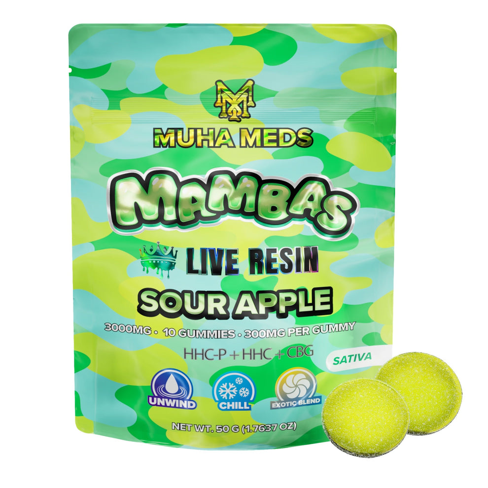 Muha Meds Live Resin Sour Apple Gummies - 3000mg - Everything 420