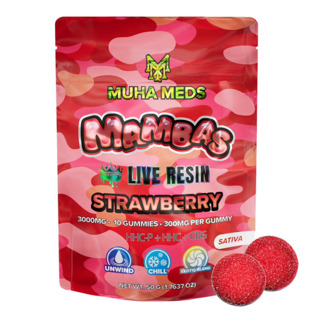Muha Meds Live Resin Strawberry Gummies - 3000mg - Everything 420