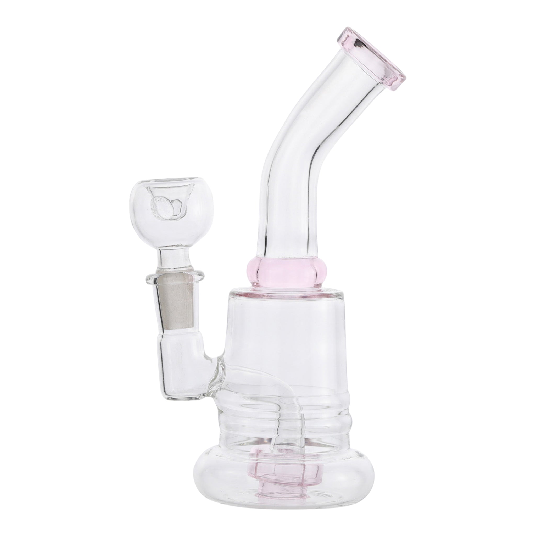 Pink Tilted Disc Perc Bong - 7in - Everything 420
