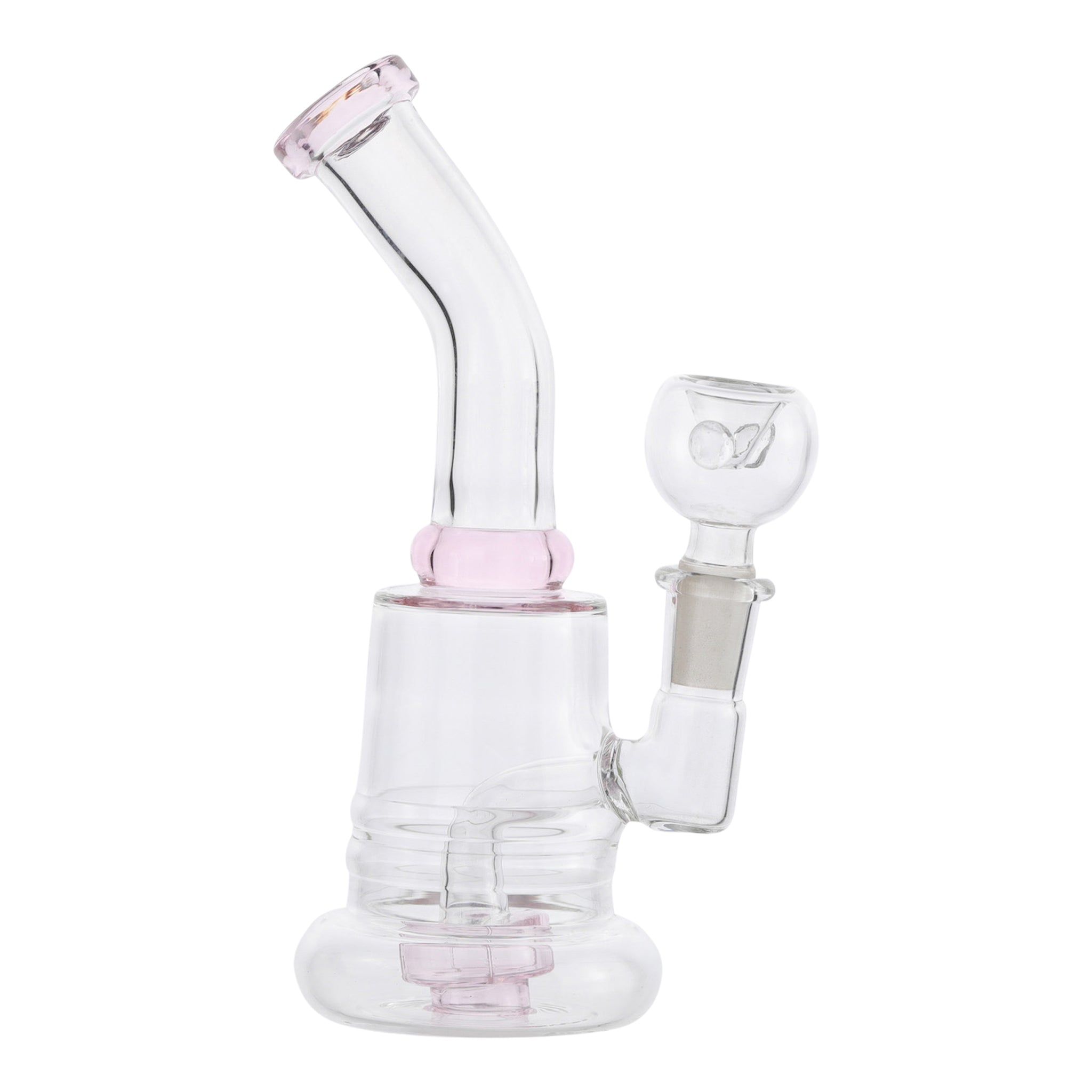 Pink Tilted Disc Perc Bong - 7in - Everything 420