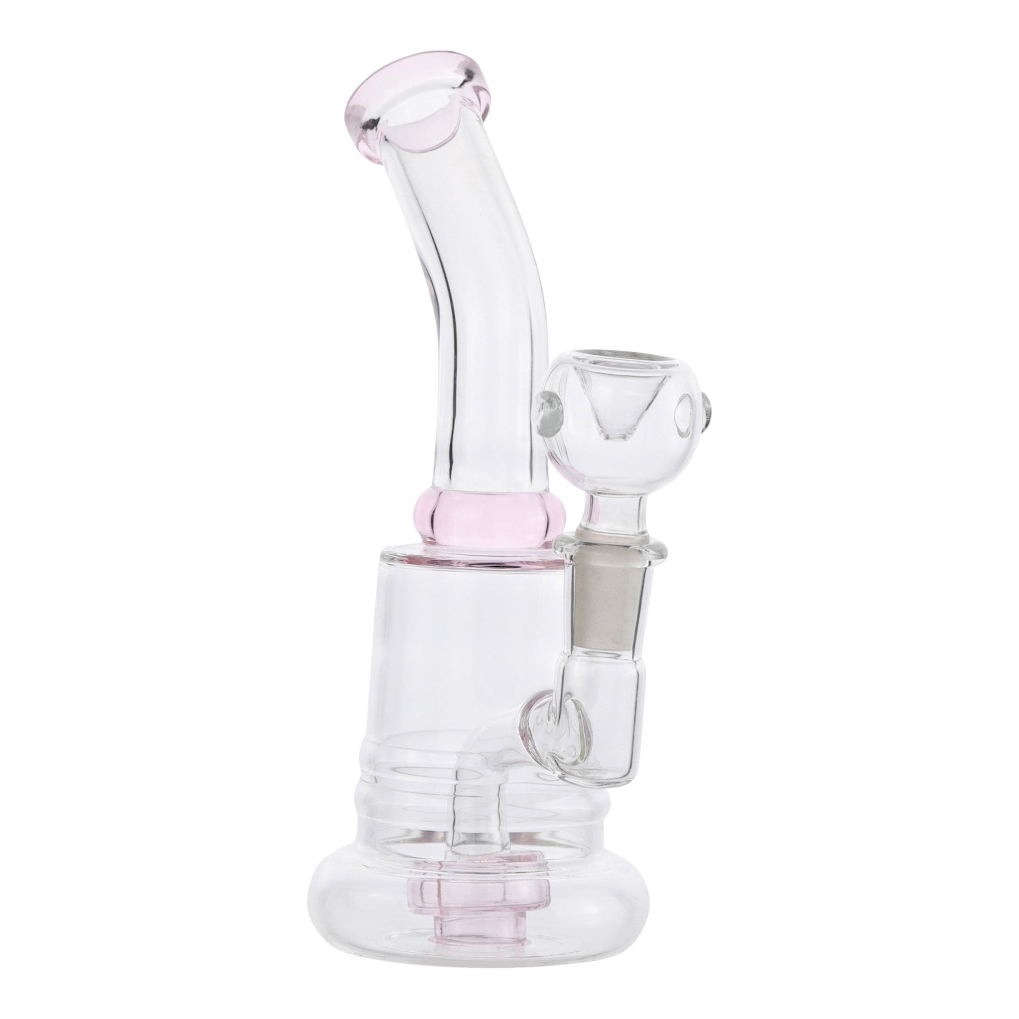 Pink Tilted Disc Perc Bong - 7in - Everything 420