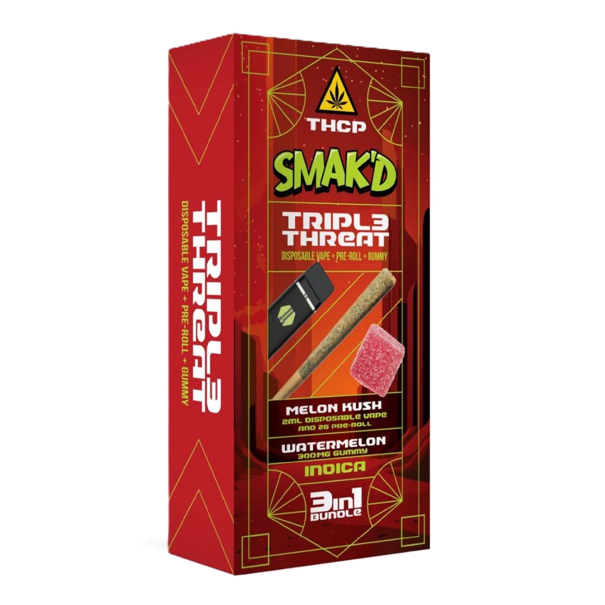 Smakd Triple Threat 3 in 1 - Vape+Pre-roll+Gummy - Everything 420
