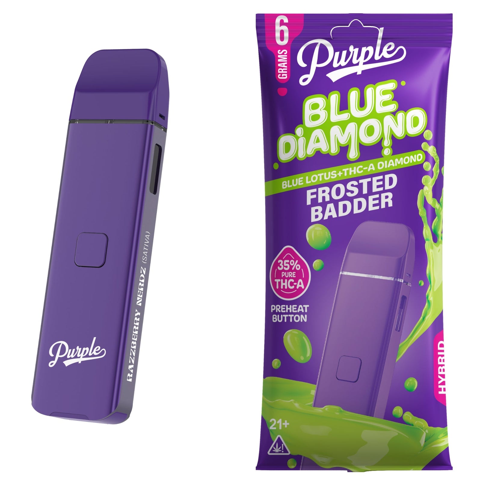 Purple Blue Diamond THC-A + Blue Lotus Vaporizer - 6000mg - Everything 420