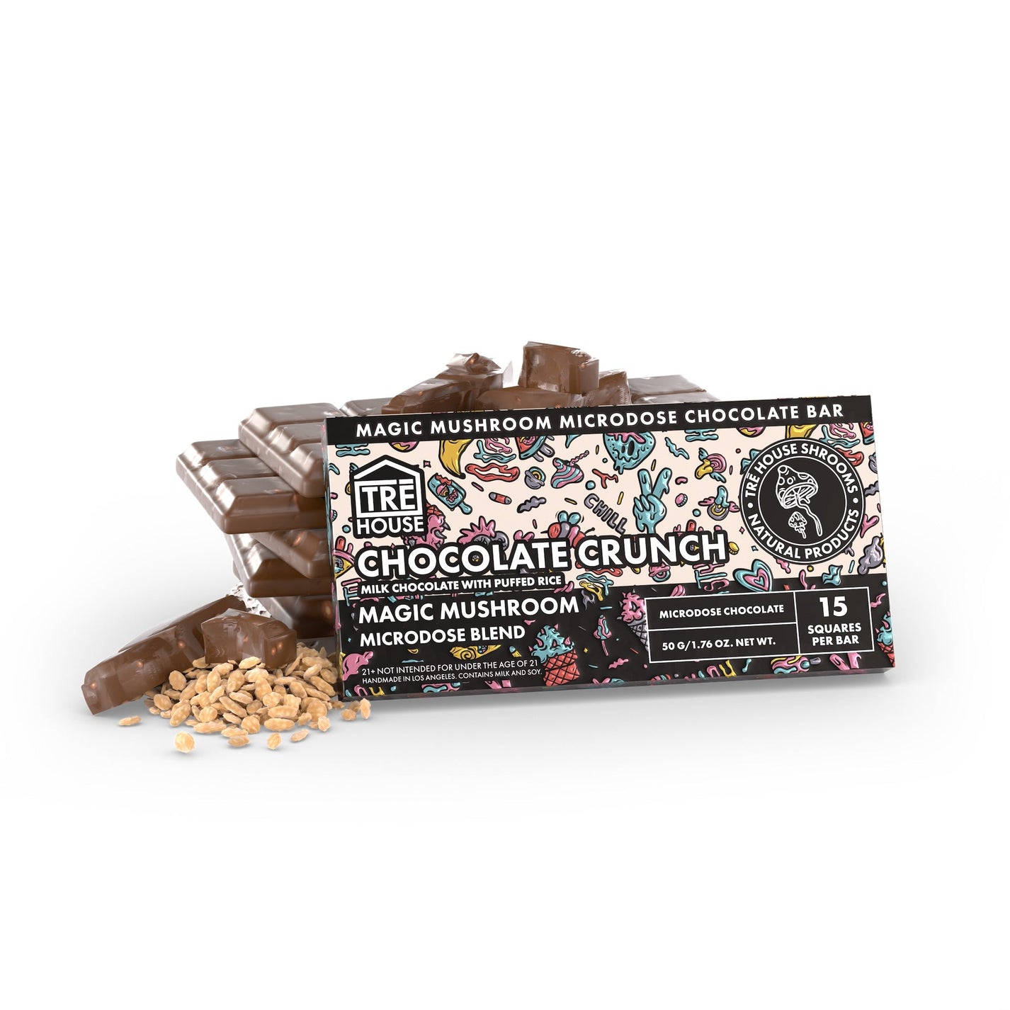 Tre House Magic Mushroom Chocolate Crunch Bar - Everything 420