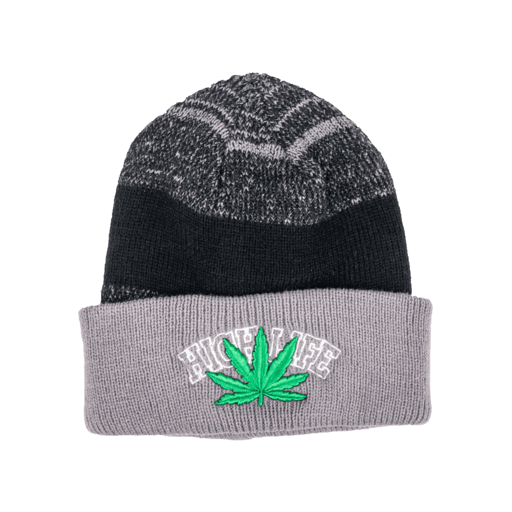 Black and Grey Highlife Leaf Beanie - Everything 420